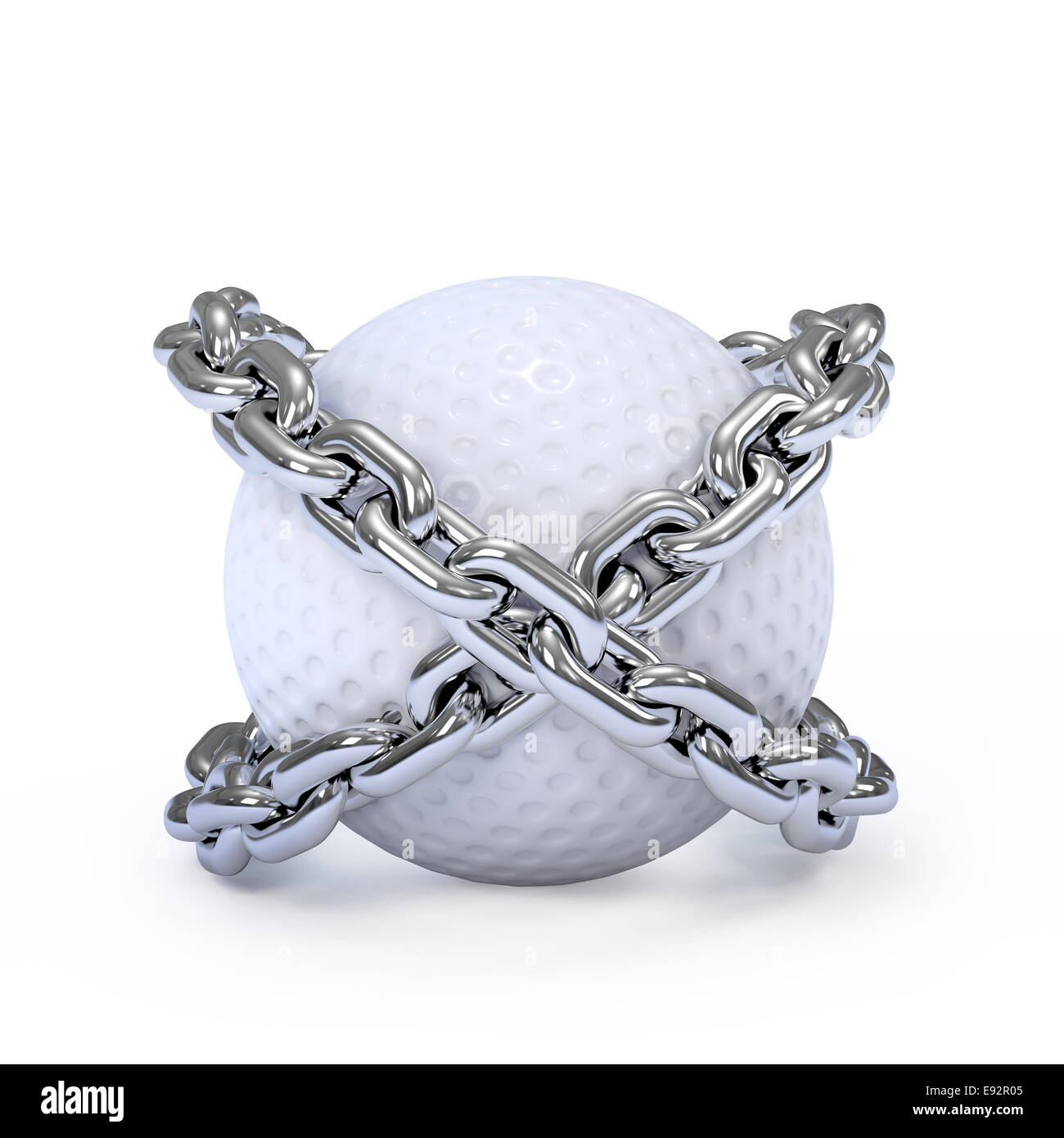 3d render of a golf ball wrapped in chains Stock Photo - Alamy