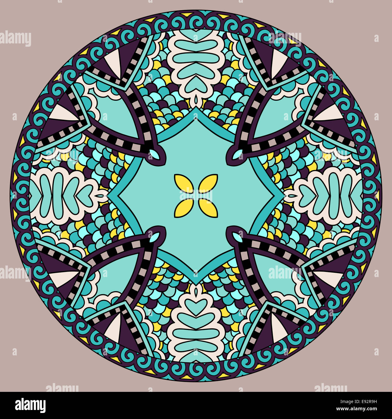 decorative design of circle dish template, round geometric patte Stock ...