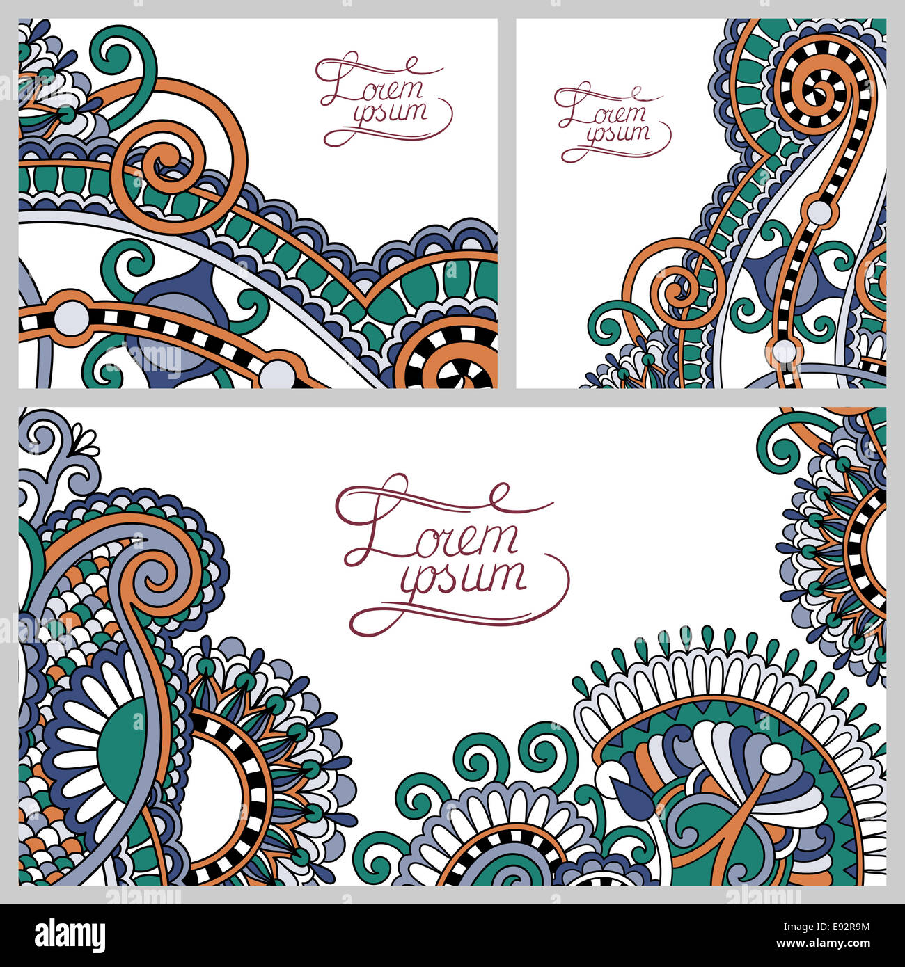 set of floral decorative background, template frame design for c Stock ...