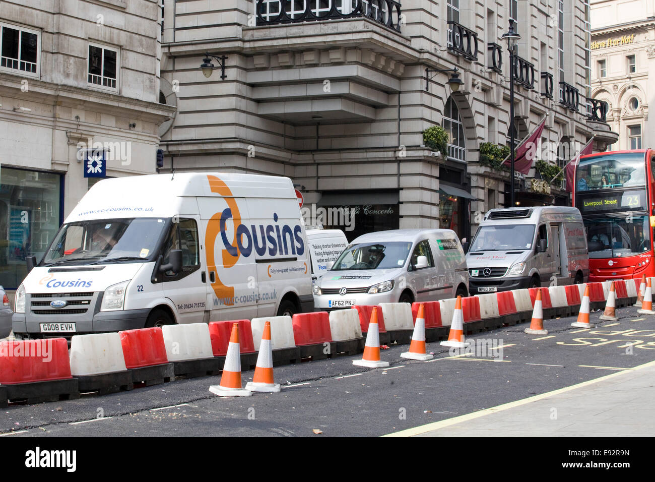 Traffic congestion due to road works in the city of London England ...