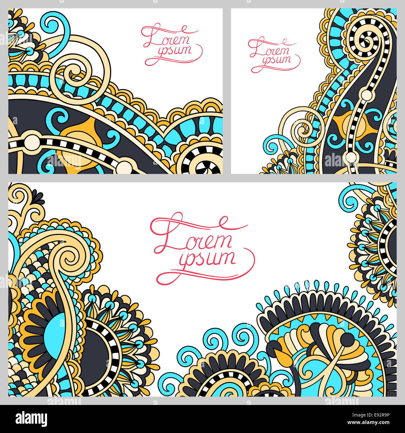 set of floral decorative background, template frame design for c Stock ...