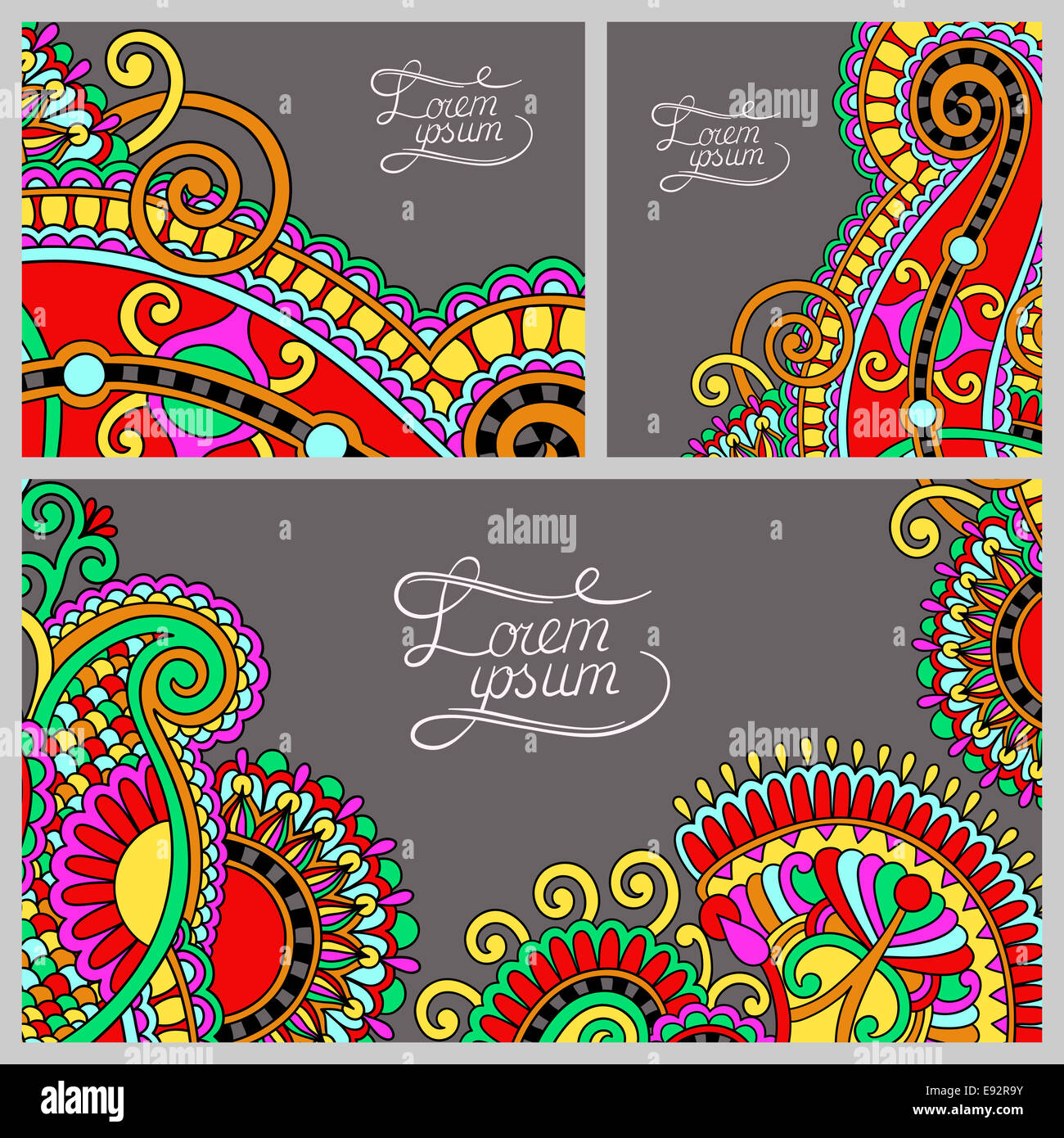 set of floral decorative background, template frame design for c Stock ...