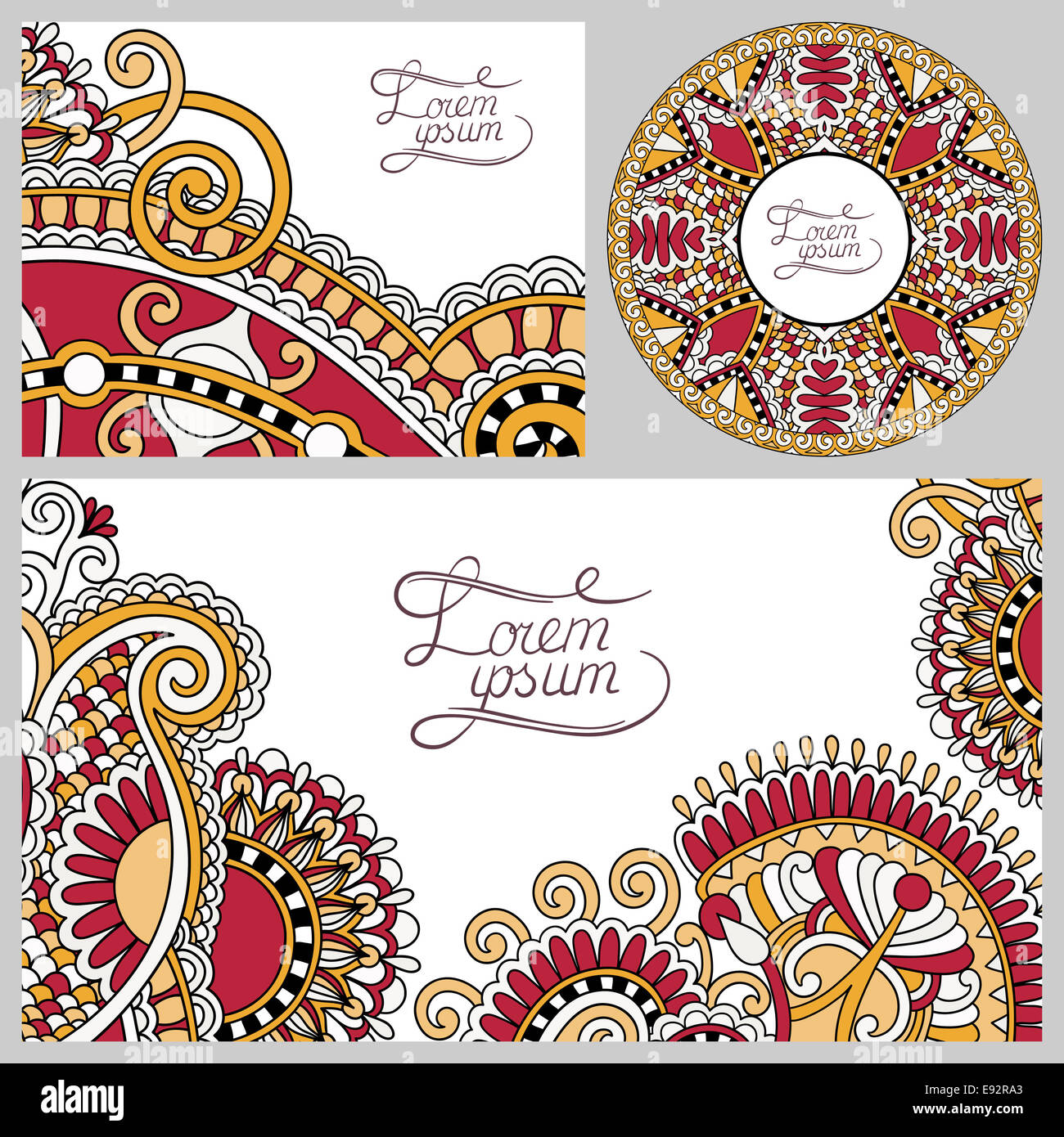 set of floral decorative background, template frame design for c Stock ...