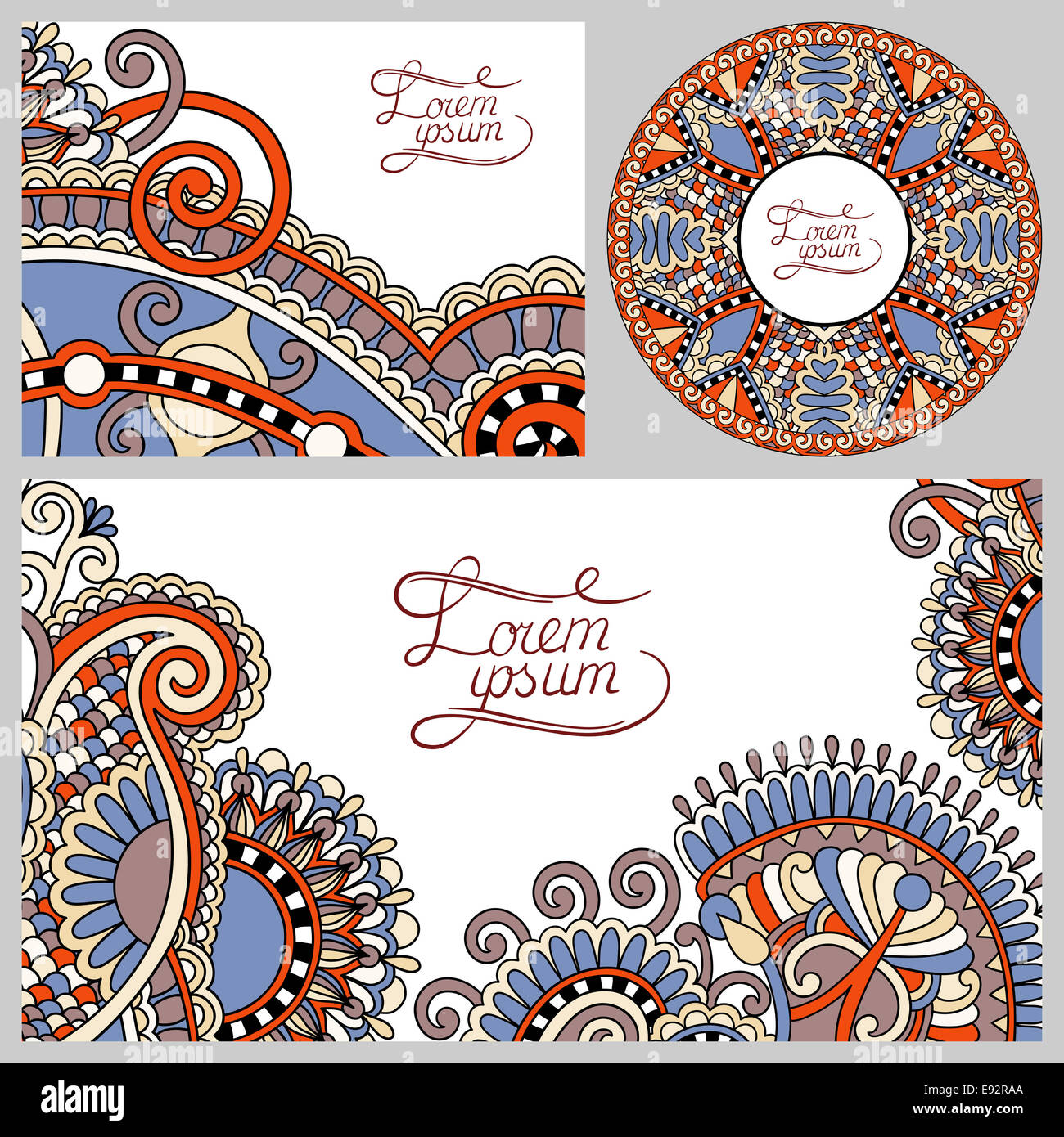 set of floral decorative background, template frame design for c Stock ...