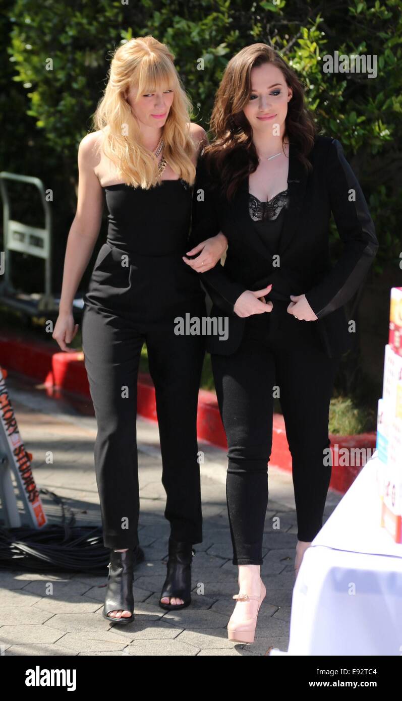 Kat Dennings and Beth Behrs from Two Broke Girls appear on Extra ...