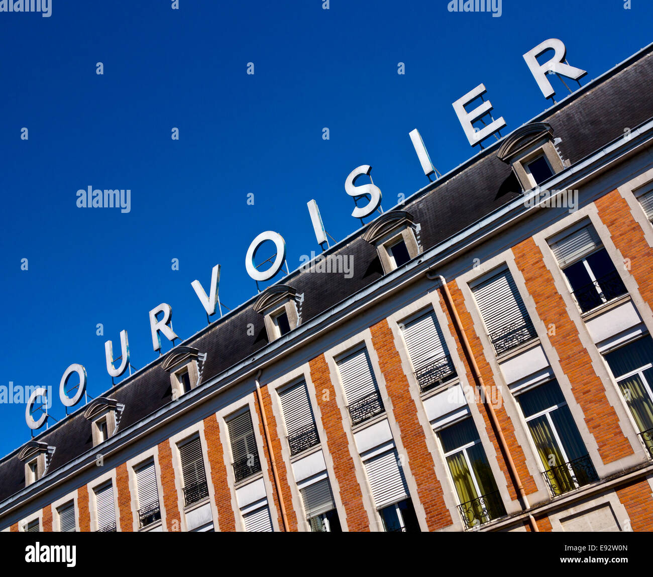Sign above the Courvoisier cognac distillery next to the Charente River ...