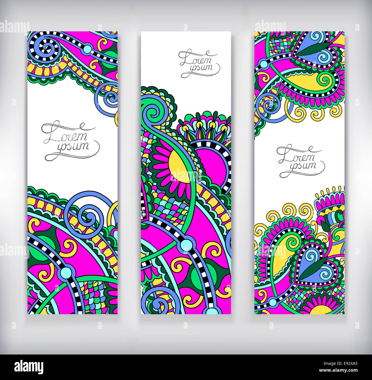 set of decorative flower template banner, card, web design with Stock ...