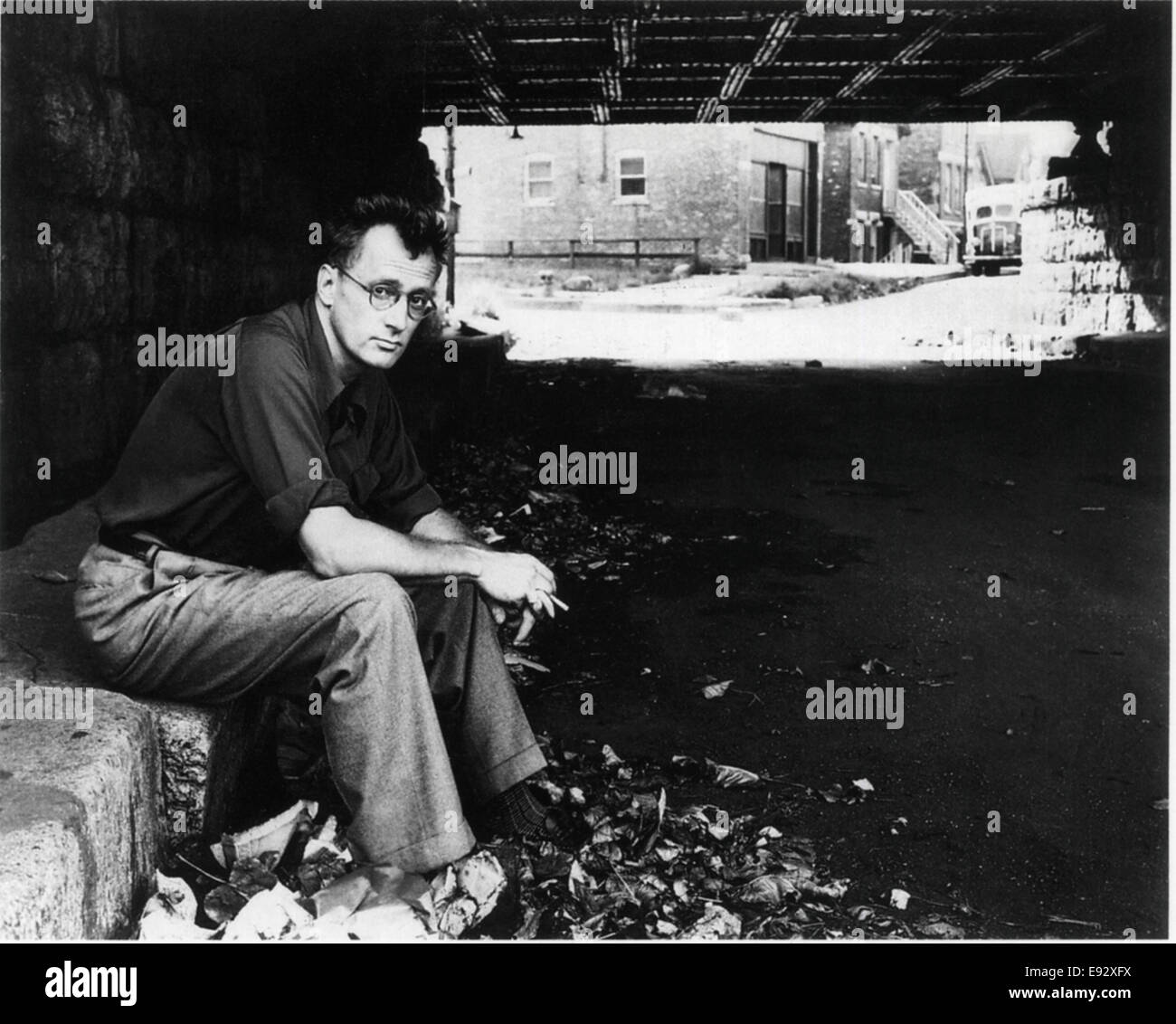 Nelson Algren (1909-81), American Writer, Portrait under Bridge, circa ...