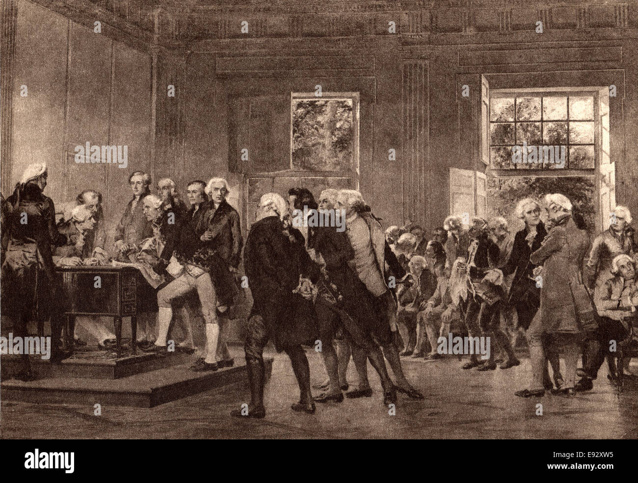 Signing the Declaration of Independence, Illustration Stock Photo - Alamy