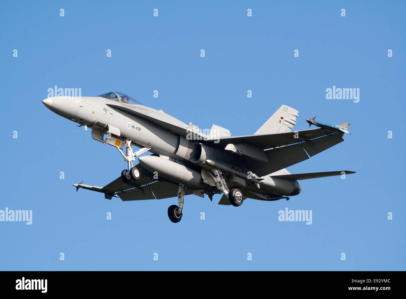 Finnish Air Force Boeing F/A-18 Hornet landing during the exercise ...