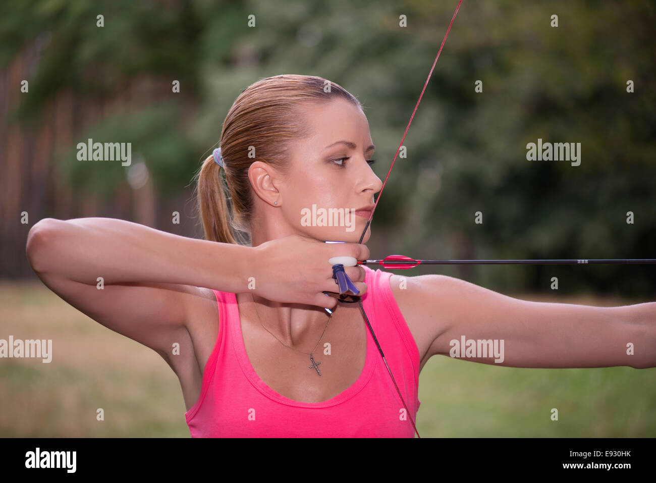 Woman with the bow Stock Photo - Alamy