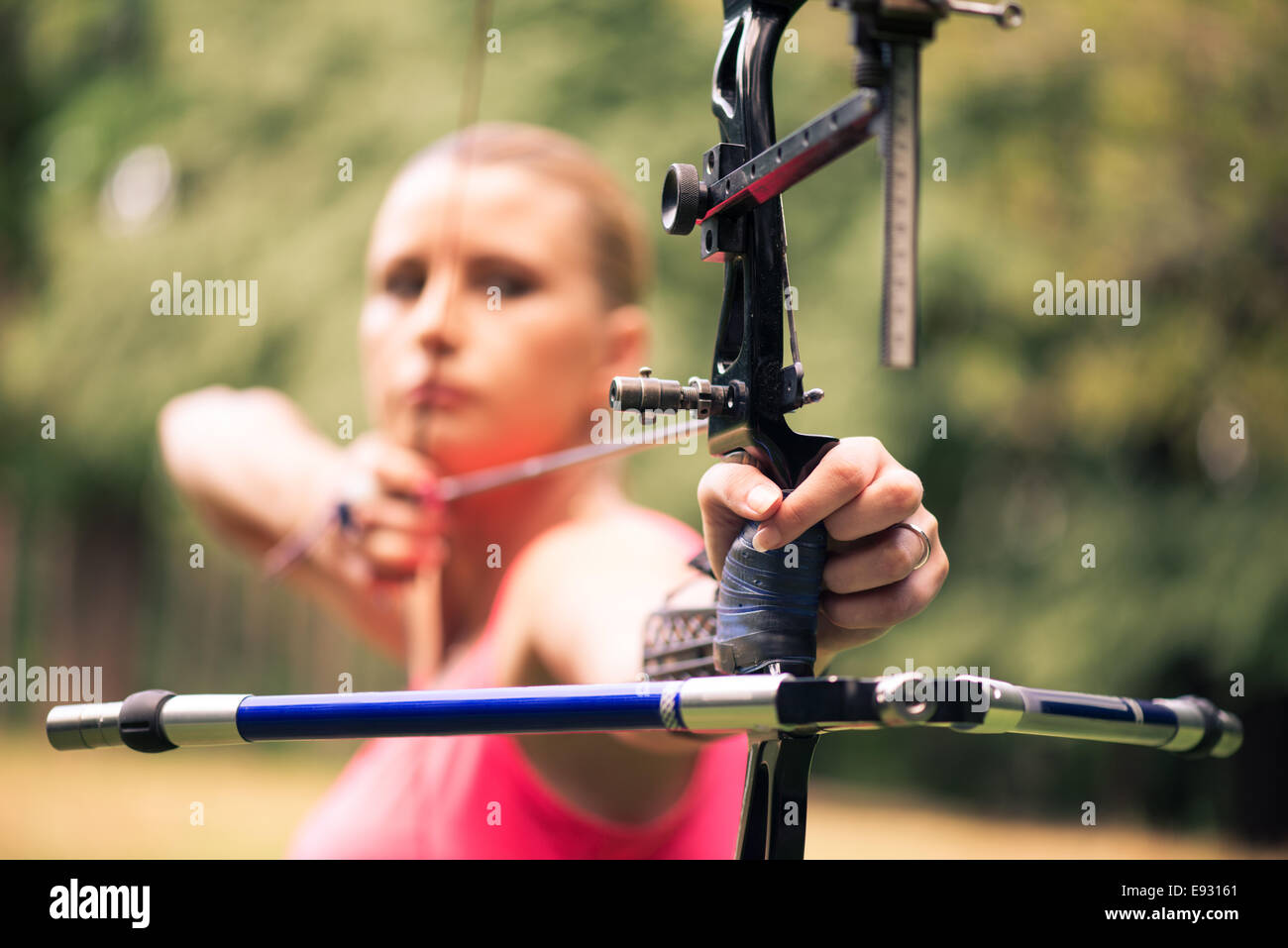 Woman with the bow Stock Photo - Alamy