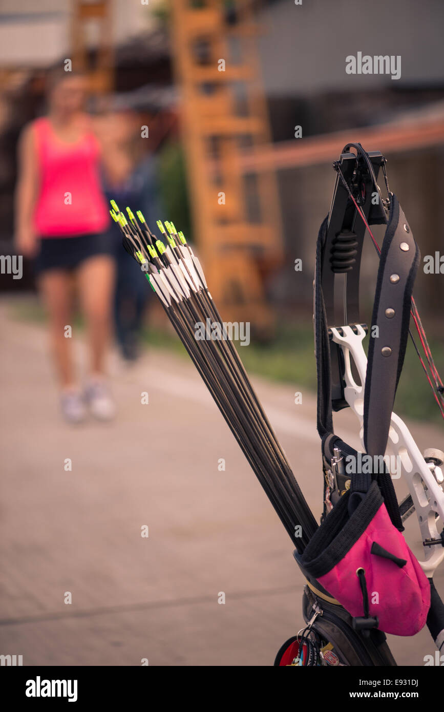 Woman with the bow Stock Photo - Alamy