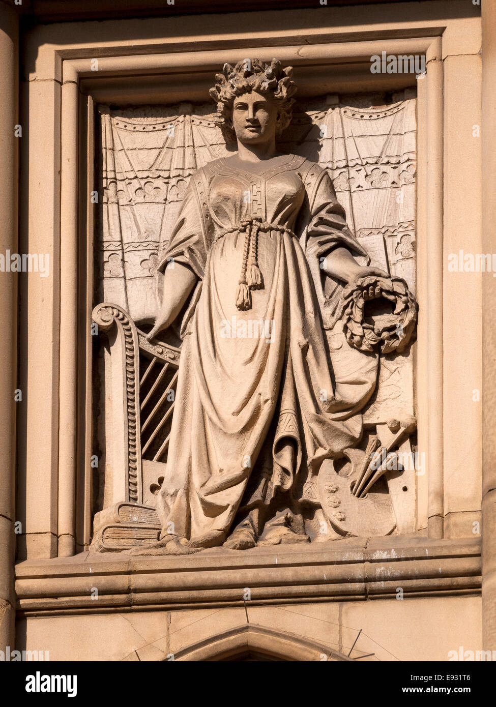 Stone carving on the Reform Club building, Manchester, England, UK ...