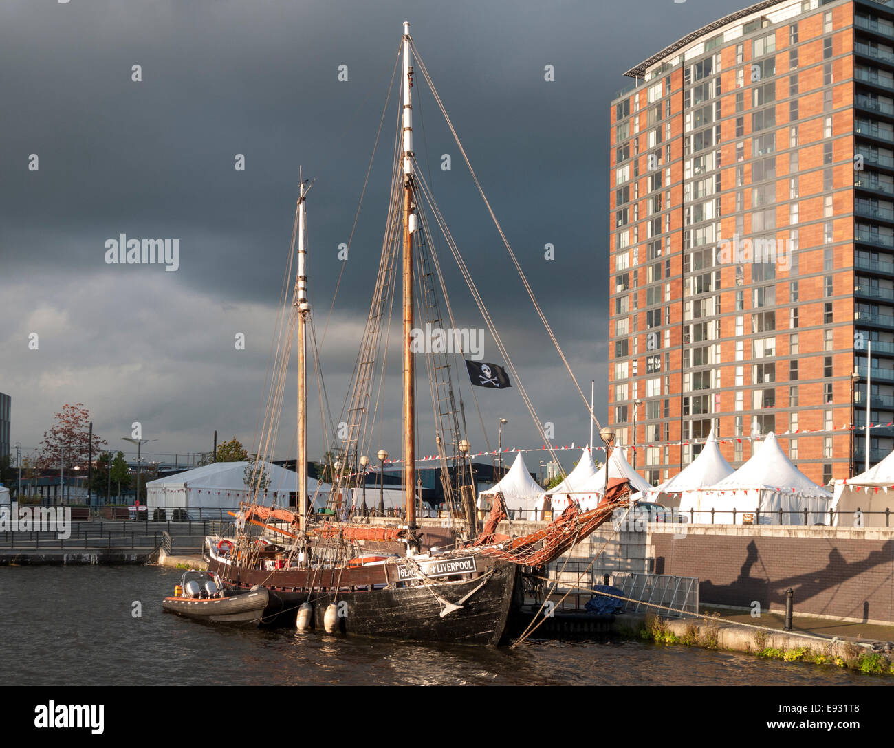 The 'Glaciere of Liverpool' sailing ship at Salford Quays, Manchester ...