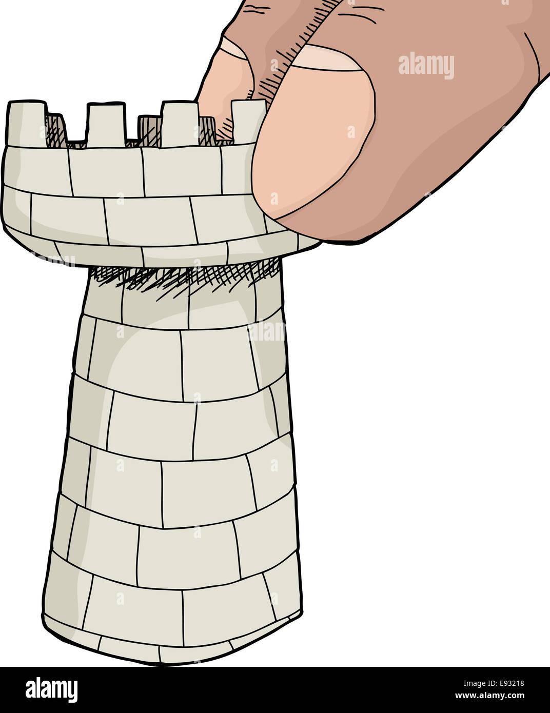 Fingers moving rook castle piece over white background Stock Photo - Alamy