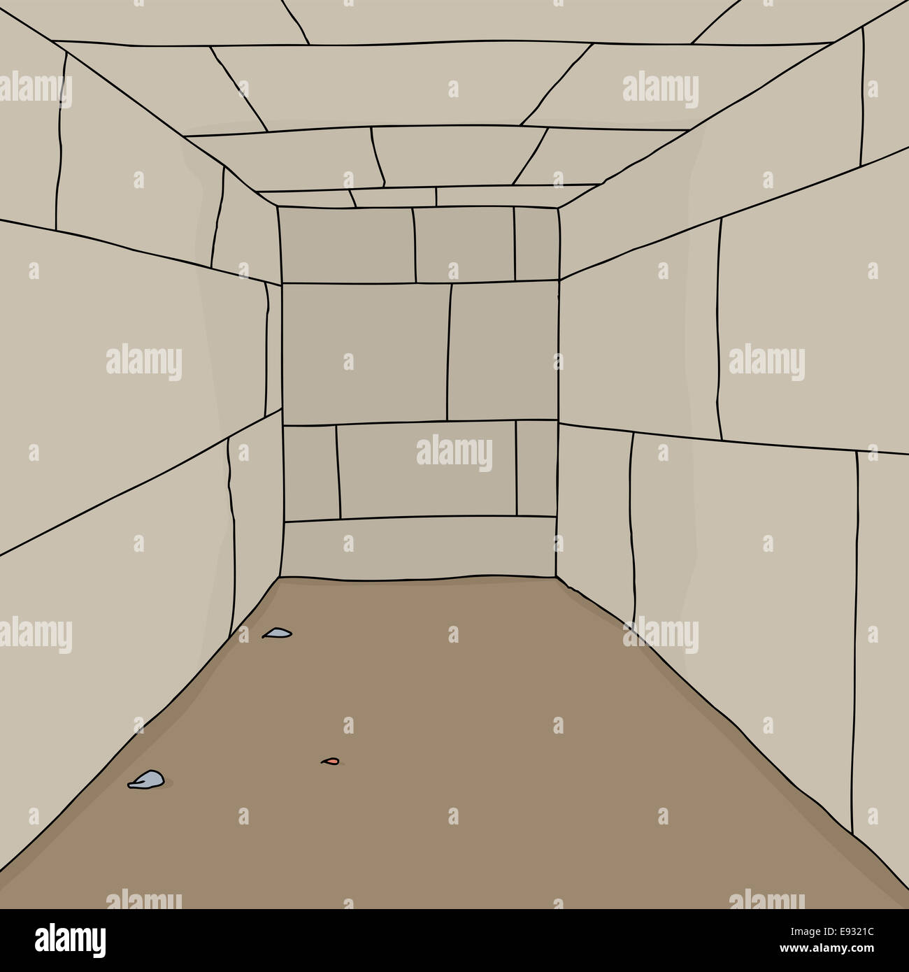 Empty cartoon room with dirt floor background Stock Photo - Alamy