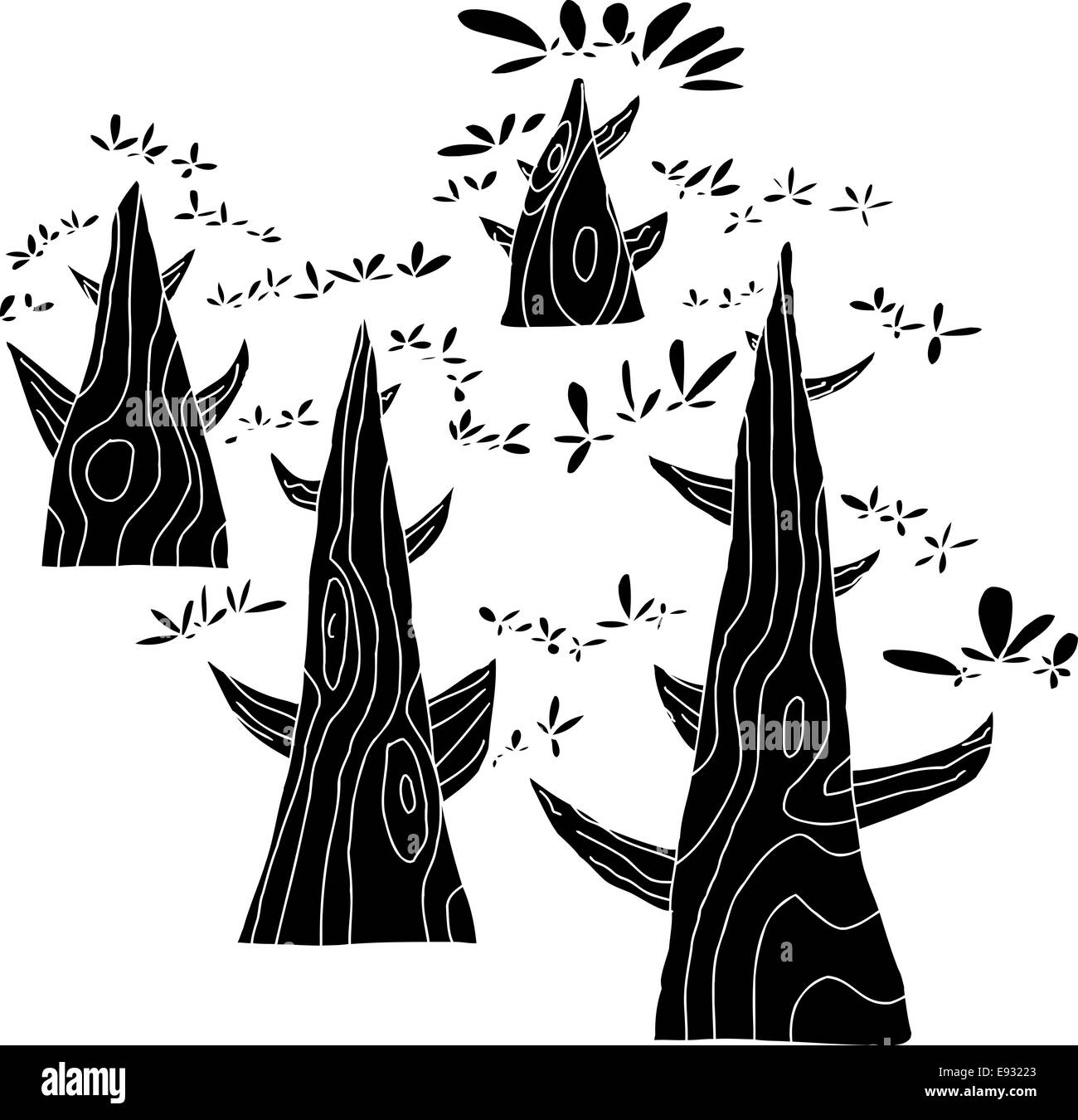 Cartoon trees Black and White Stock Photos & Images - Alamy