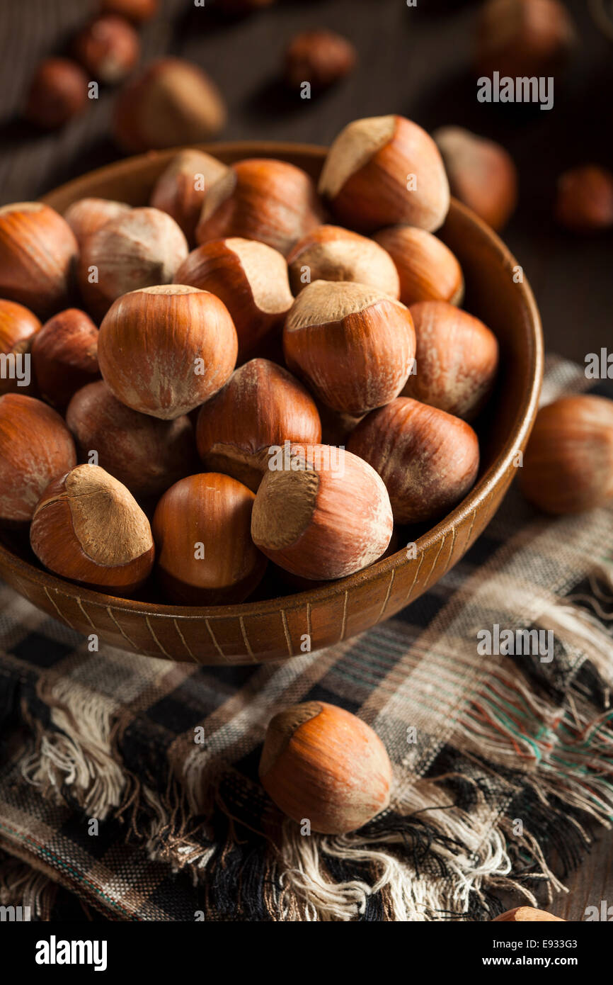 Raw Organic Whole Hazelnuts in a Bowl Stock Photo - Alamy