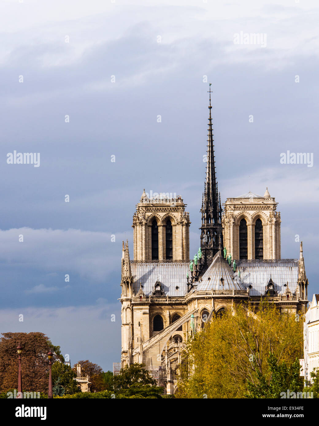 View from behind Notre Dame cathedral, Paris, France Stock Photo - Alamy