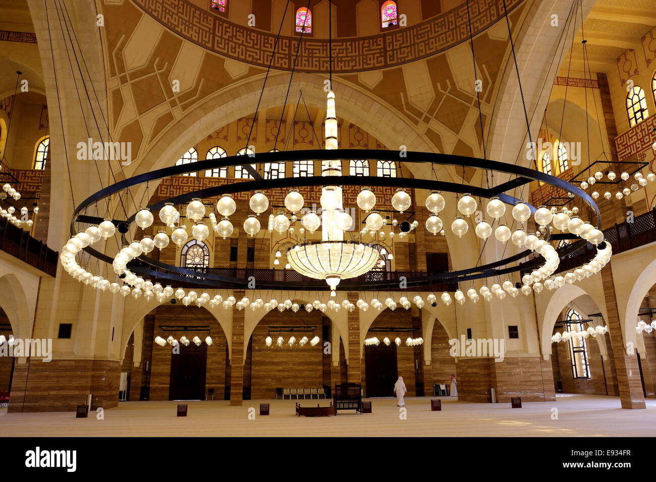 Chandelier inside the Al-Fatih (Great) Mosque, Juffair, Kingdom of ...
