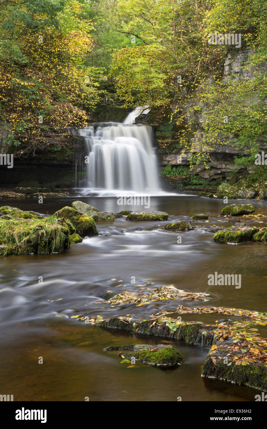 Autumn at West Burton Falls in the village of West Burton, Yorkshire ...