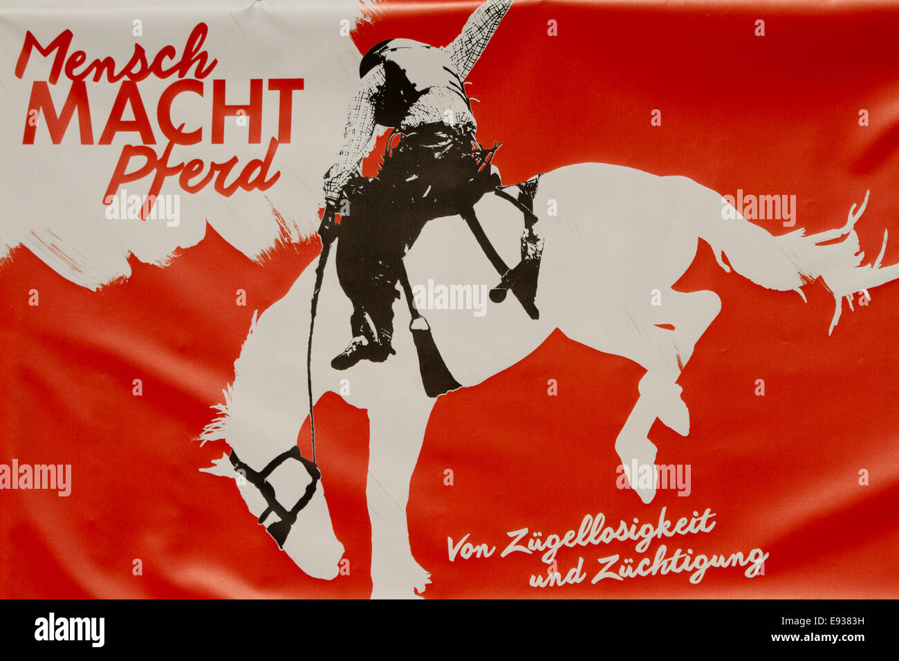 Rodeo poster German red white Stock Photo - Alamy