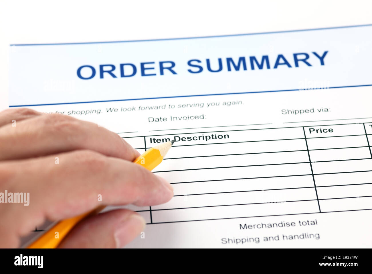 Summary form hi-res stock photography and images - Alamy