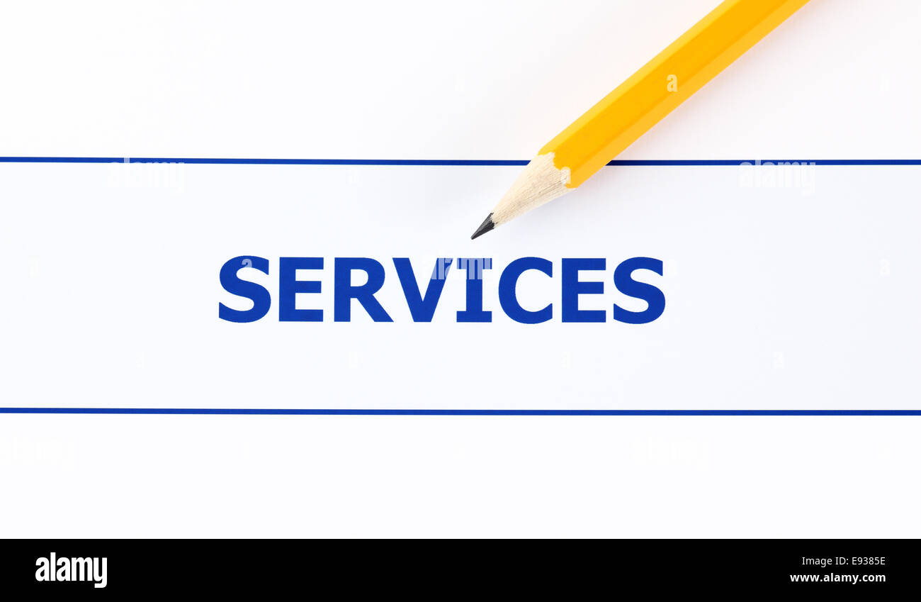 Services text and pencil Stock Photo - Alamy