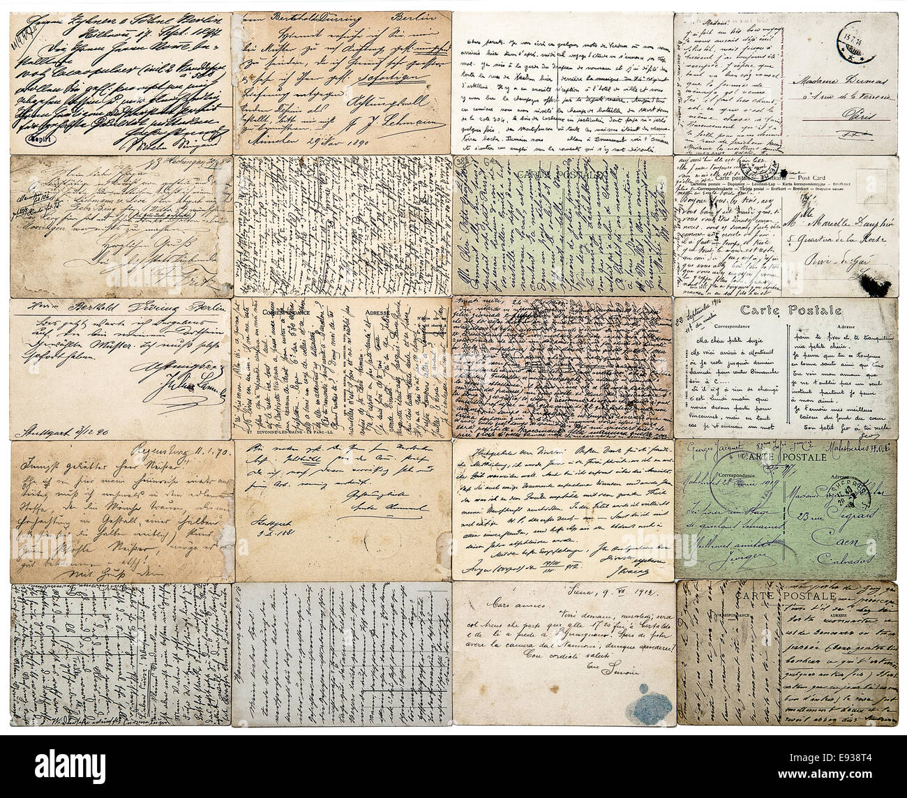 antique postcards. old handwritten undefined texts from ca. 1900 ...