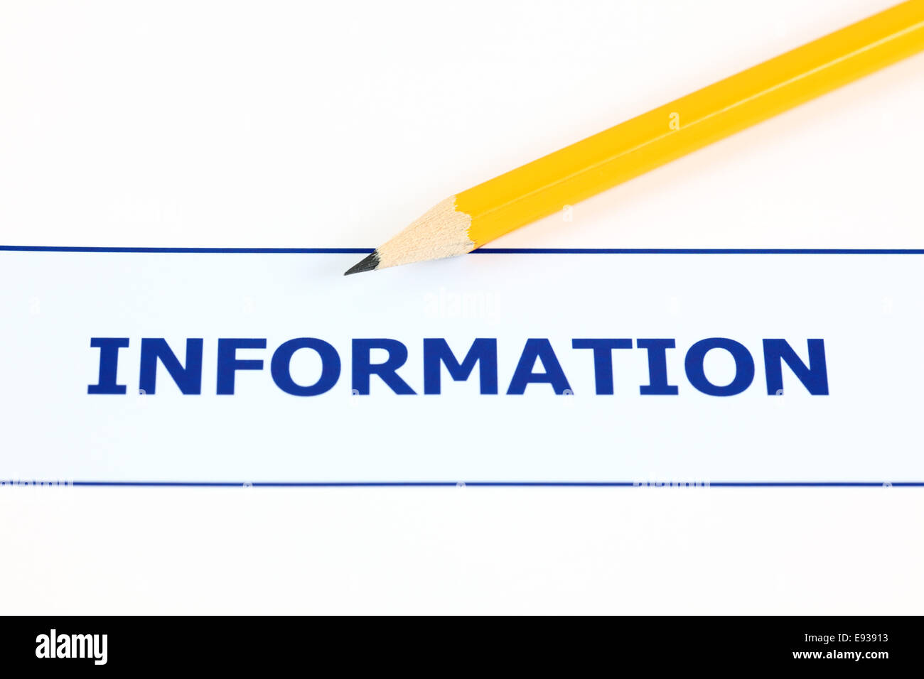 Information text and pencil Stock Photo - Alamy