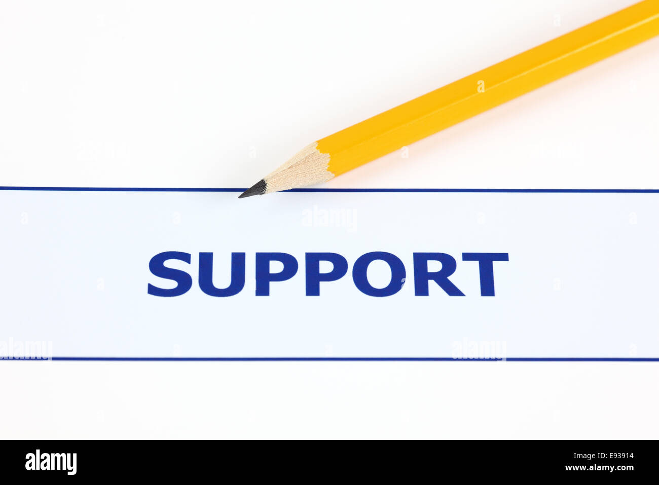 Support text and pencil Stock Photo - Alamy