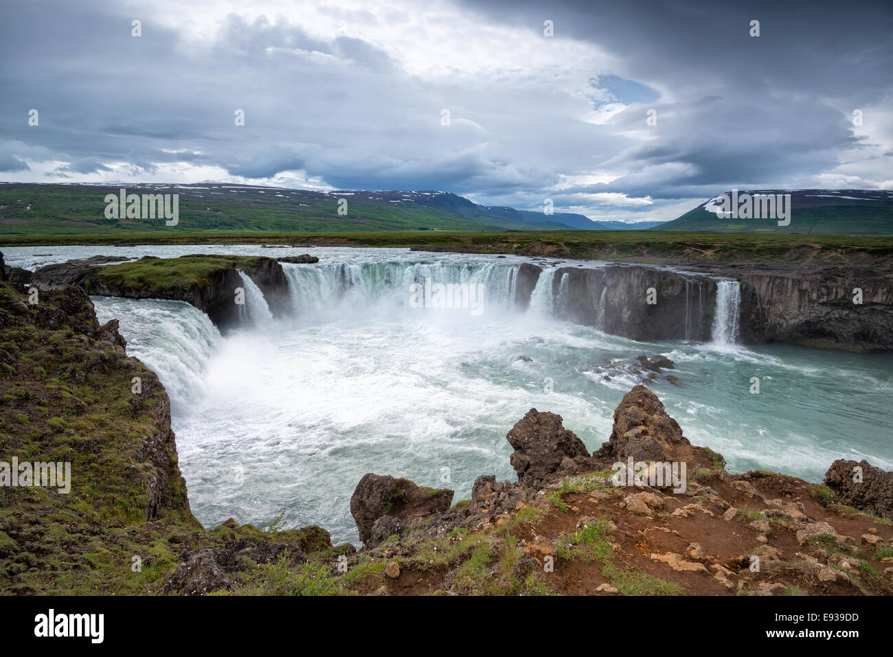 Beautiful Godafoss waterfalls in the end of the day, Iceland Stock ...