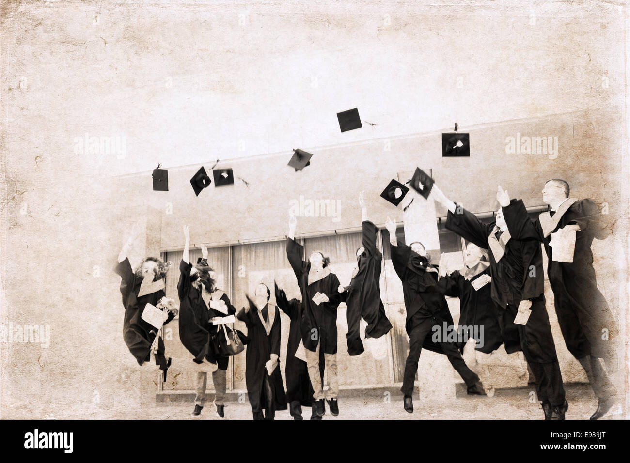 Artwork in retro style, graduation Stock Photo - Alamy