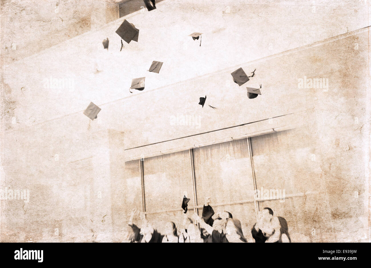 Artwork in retro style, graduation Stock Photo - Alamy