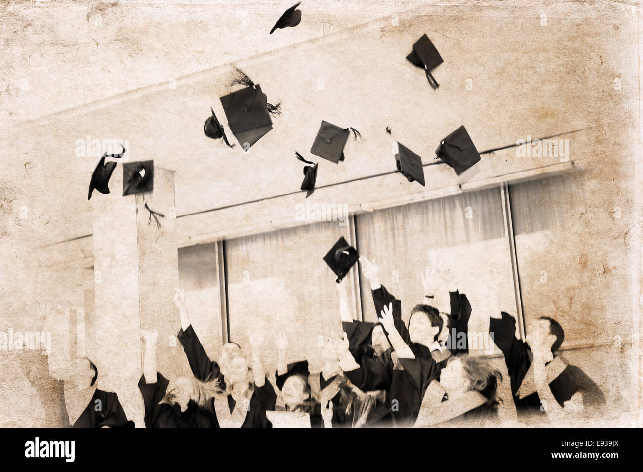 Artwork in retro style, graduation Stock Photo - Alamy