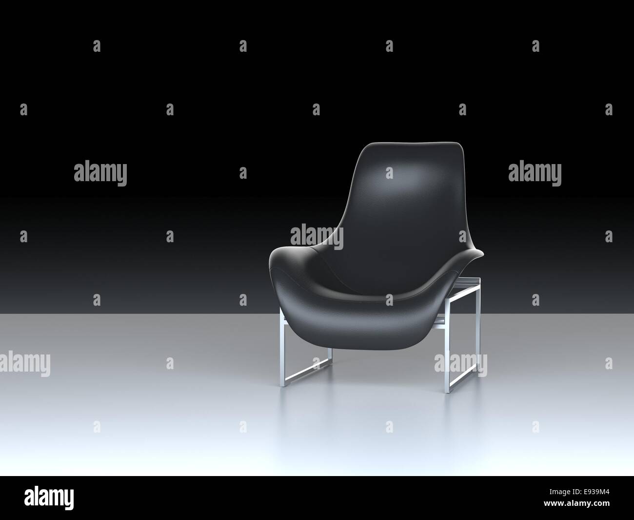 single leather chair on black background Stock Photo - Alamy