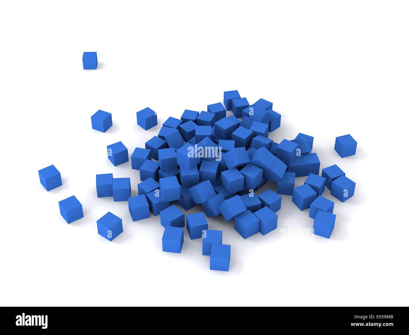 3D blue cubes burstting on white background Stock Photo - Alamy