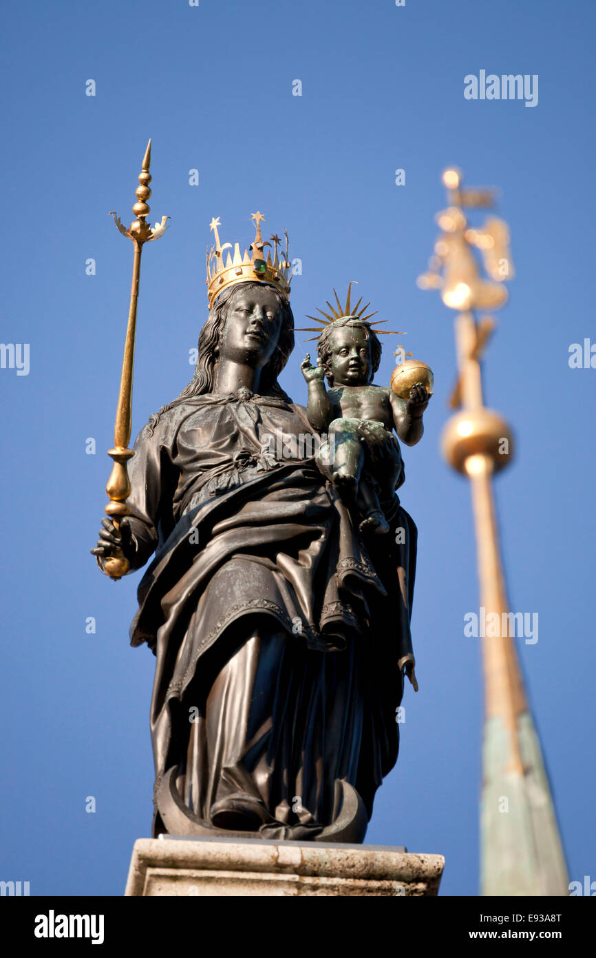 Statue of Maria in front of the Konstanz Minster or Konstanz Cathedral ...
