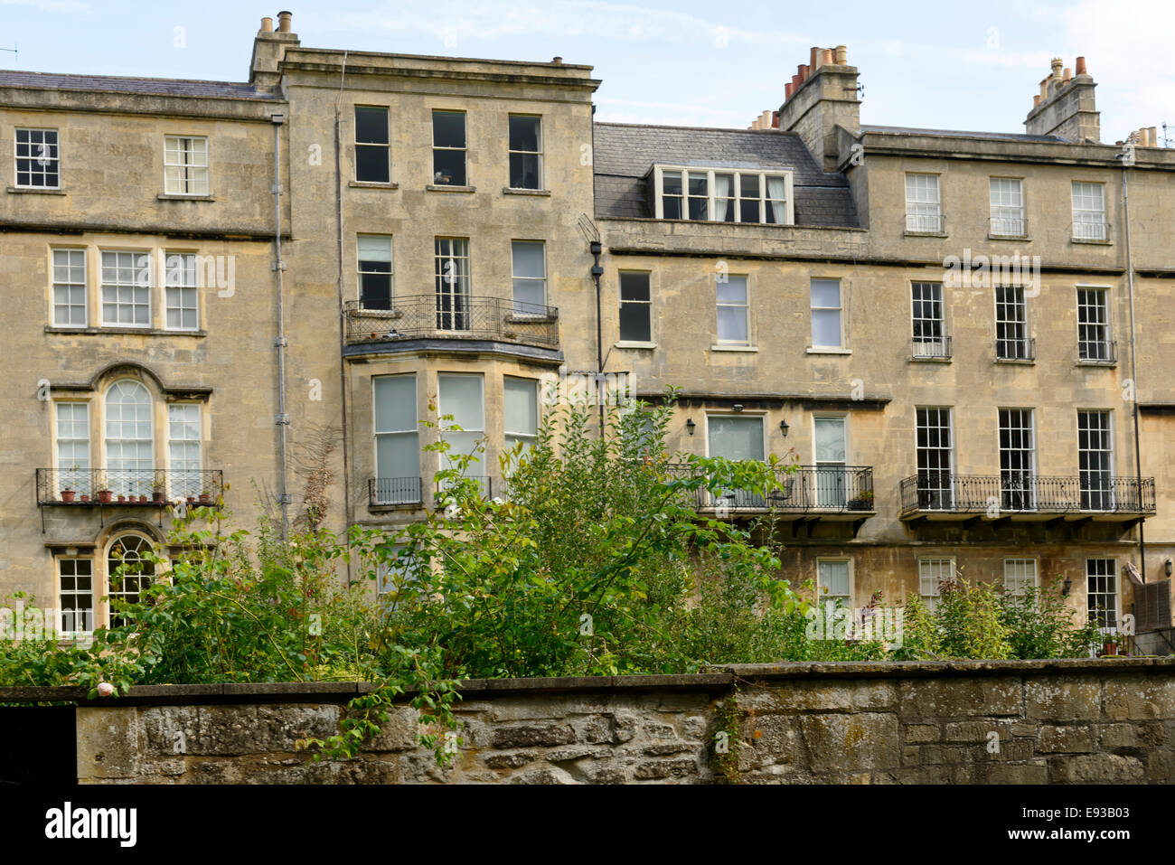 view of the courtyard side of Georgian classic residential buildings of ...