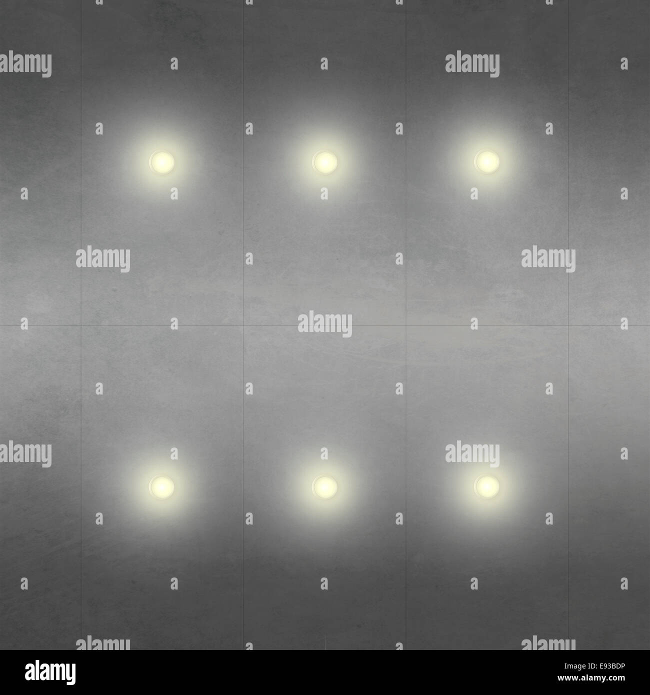 Illustration of a steel wall with halogen spots Stock Photo - Alamy