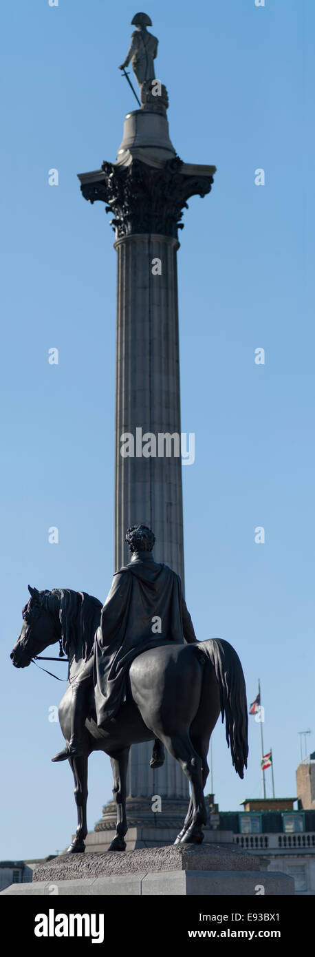 Statue of King George IV in Trafalgar Square, central London Stock ...