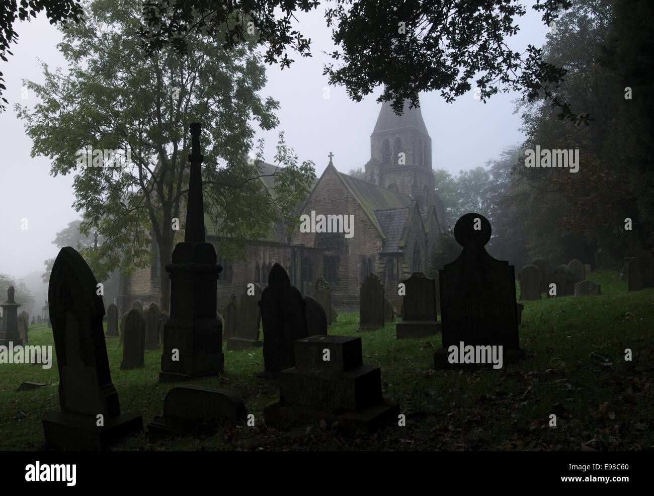 Christ Church, Friezland in Autumn mist Stock Photo - Alamy