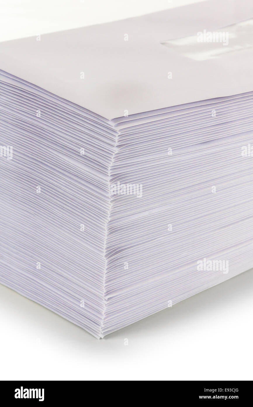 Stack of DIN A5 Envelopes on a white Table Stock Photo - Alamy