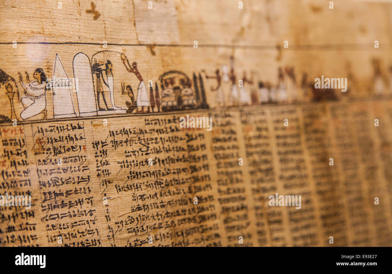 Detail of ancient Book of the Dead (1070 BC), Thebes - Egypt Stock ...
