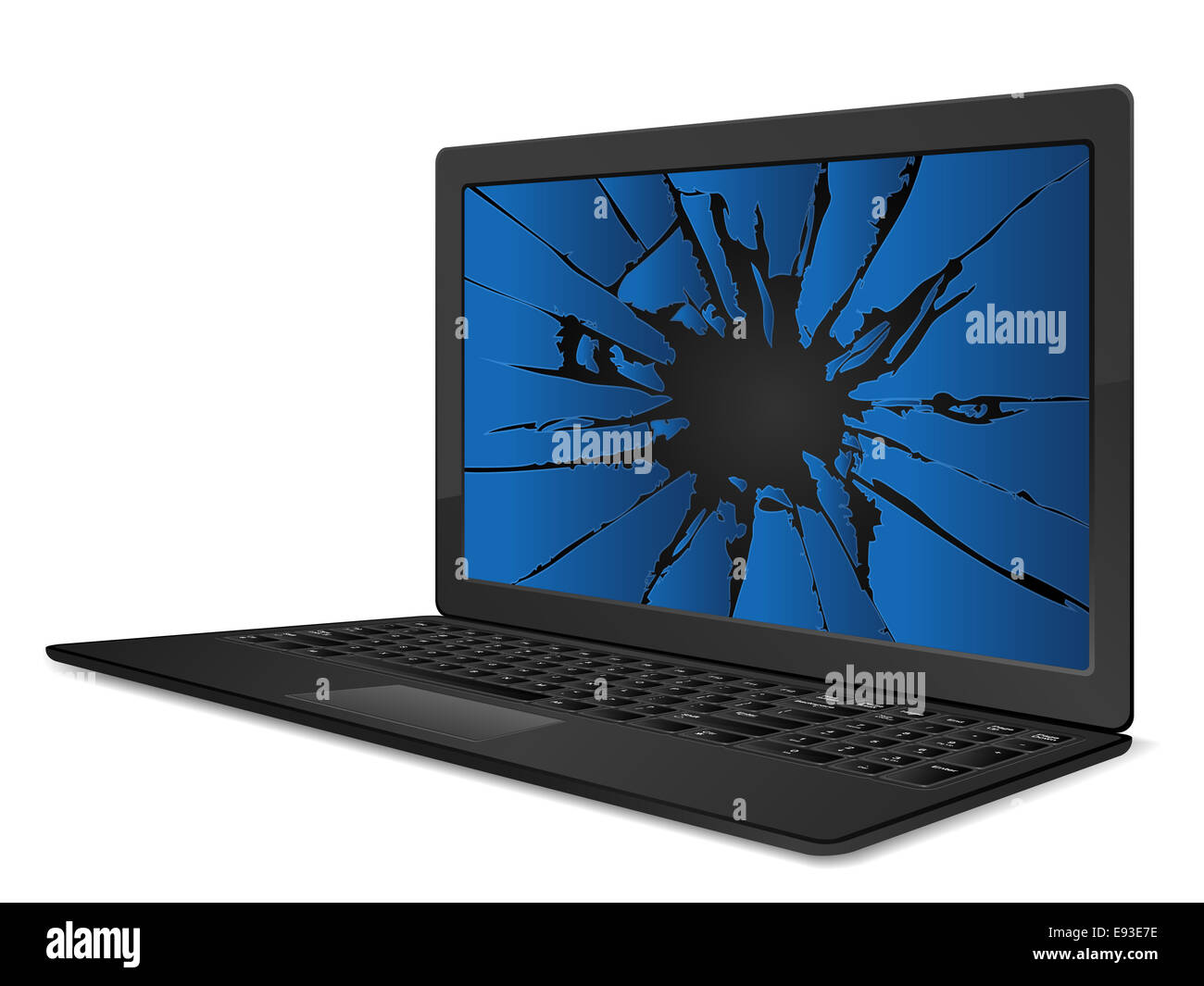 Broken laptop on a white background Stock Photo - Alamy