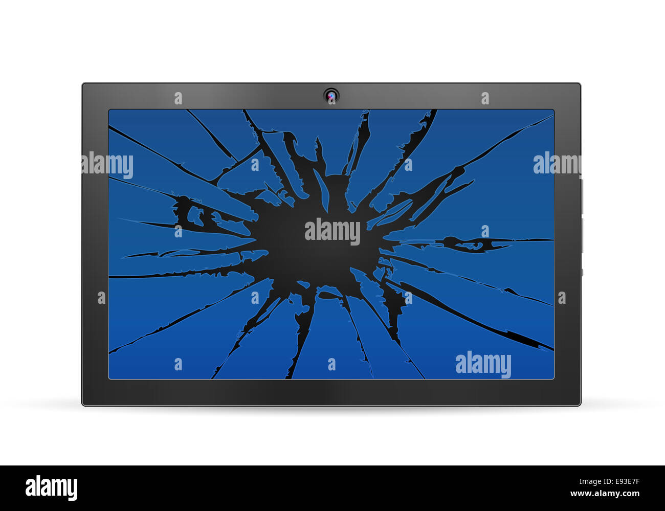 Broken tablet on a white background Stock Photo - Alamy