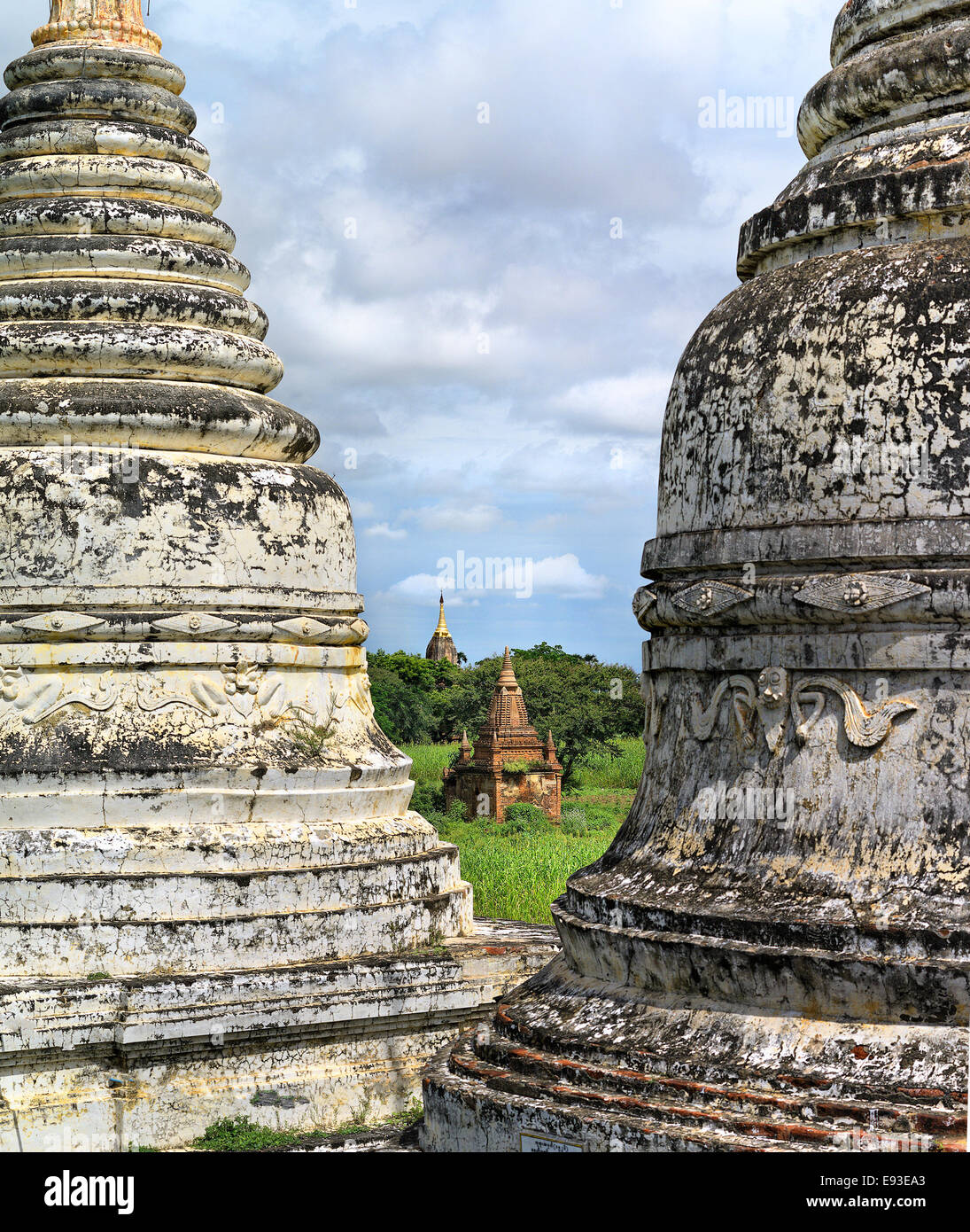 View of the valley of the river Irrawaddy. Myanmar, Burma, Bagan Stock ...