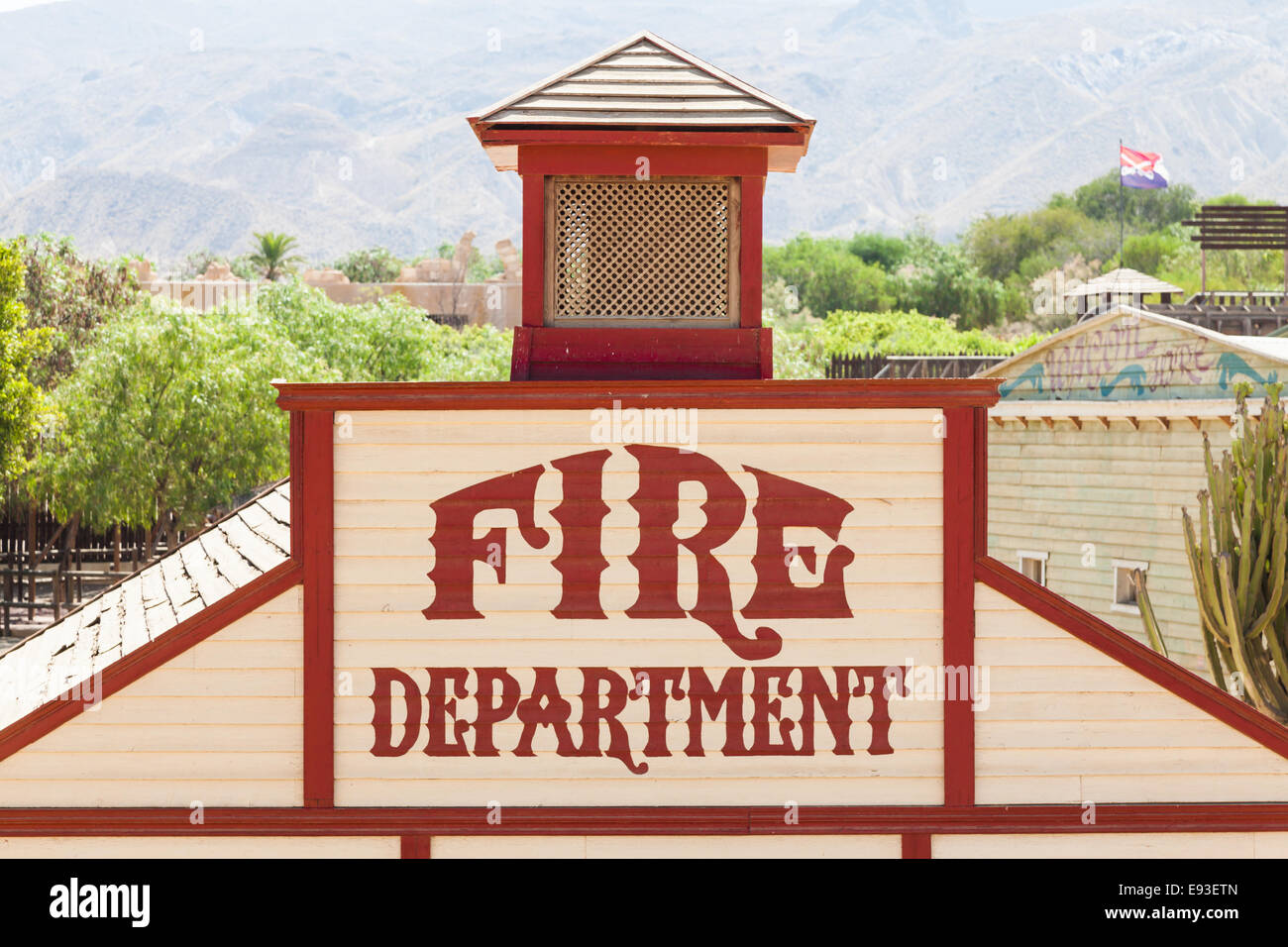 Old fire department sign painted on wood Stock Photo - Alamy
