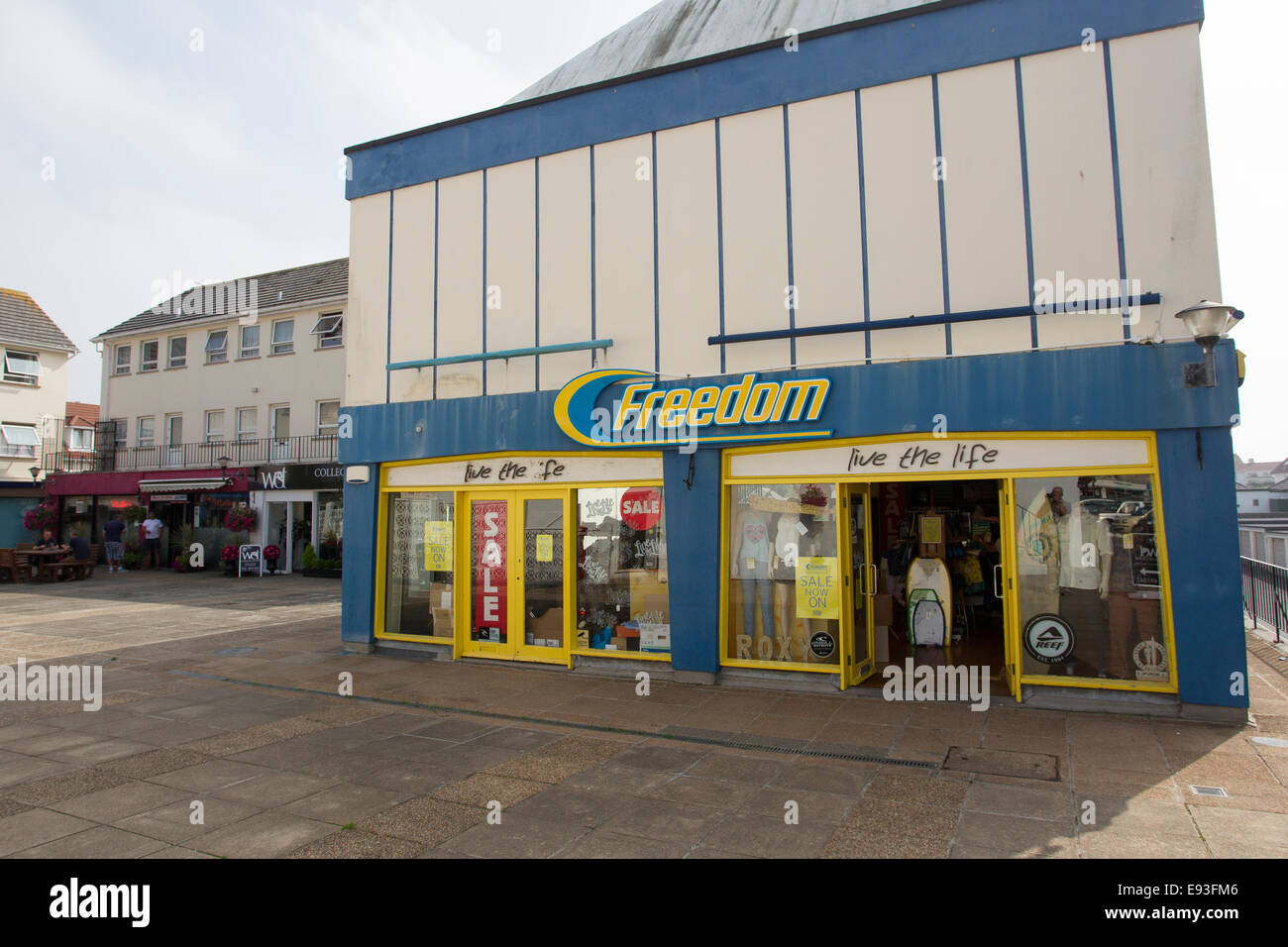 Parade shops stores shopping small shops St. Brelade Stock Photo - Alamy